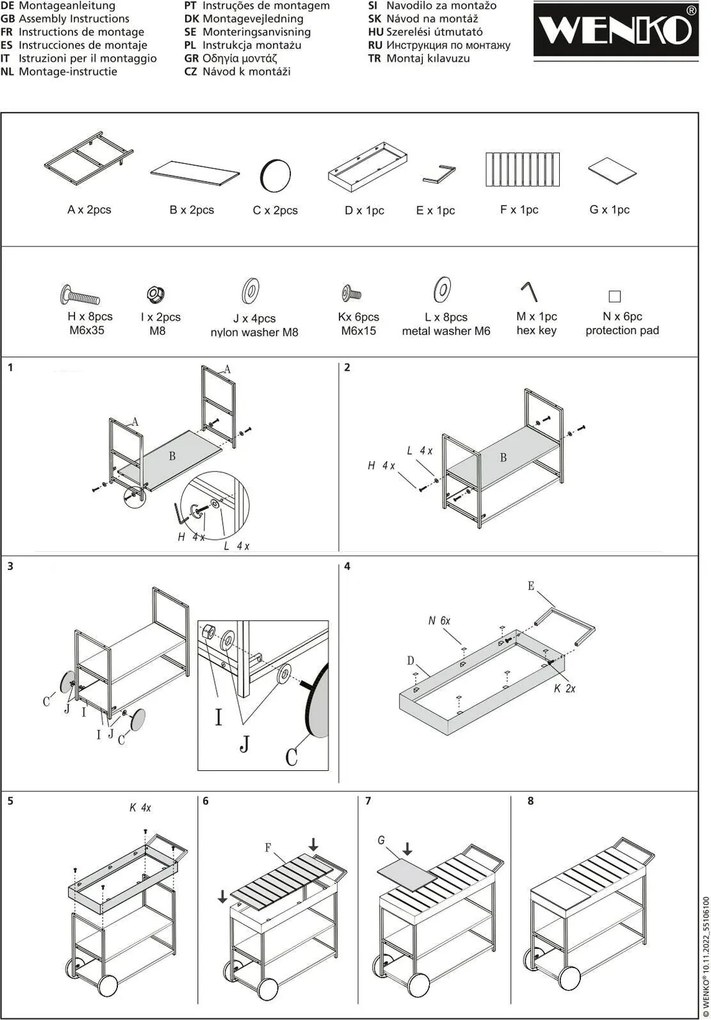 Servírovací vozík z kovu a akáciového dřeva MIRO