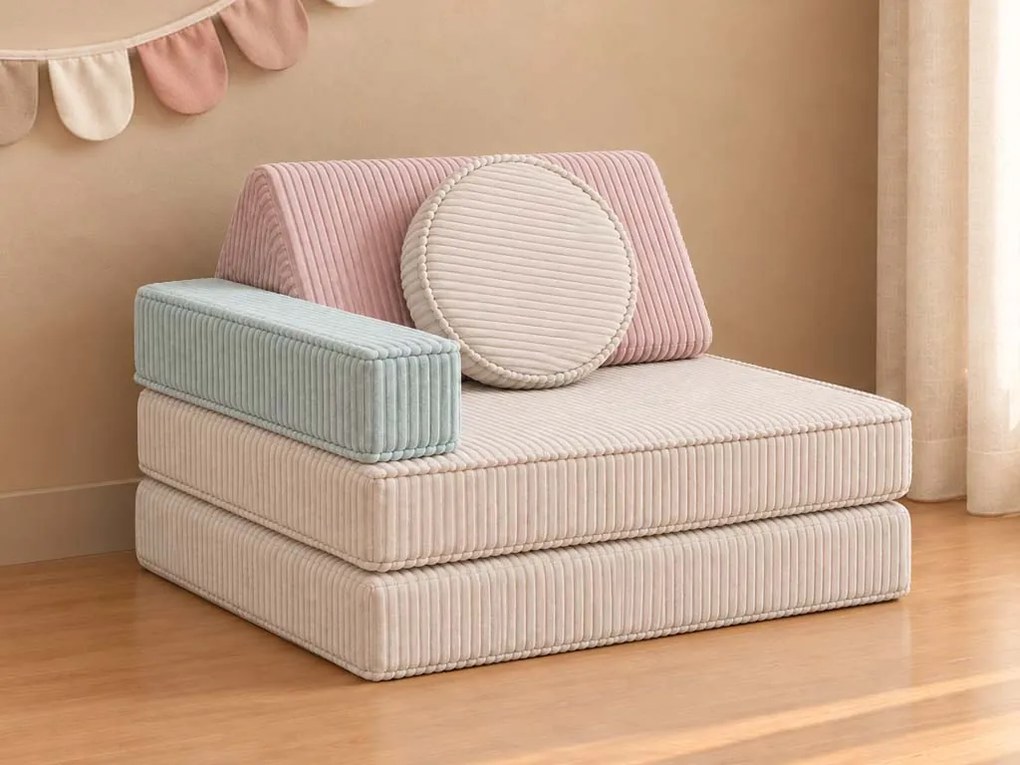 Rozkládací pěnové křeslo z manšestru ARMCHAIR Zvolte barvu: Světle růžová