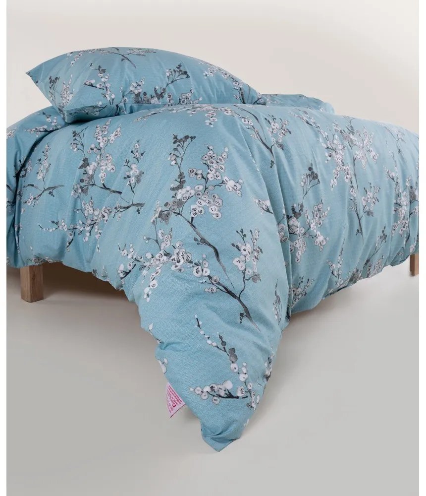 Modré povlečení na dvoulůžko/prodloužené z bavlny Renforcé 240x220 cm Blue Floral – Mila Home Luxury