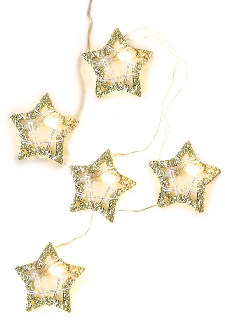 ACA DECOR LED Vánoční girlanda - Kovové hvězdičky, teplá bílá, 2xAA, 220 cm