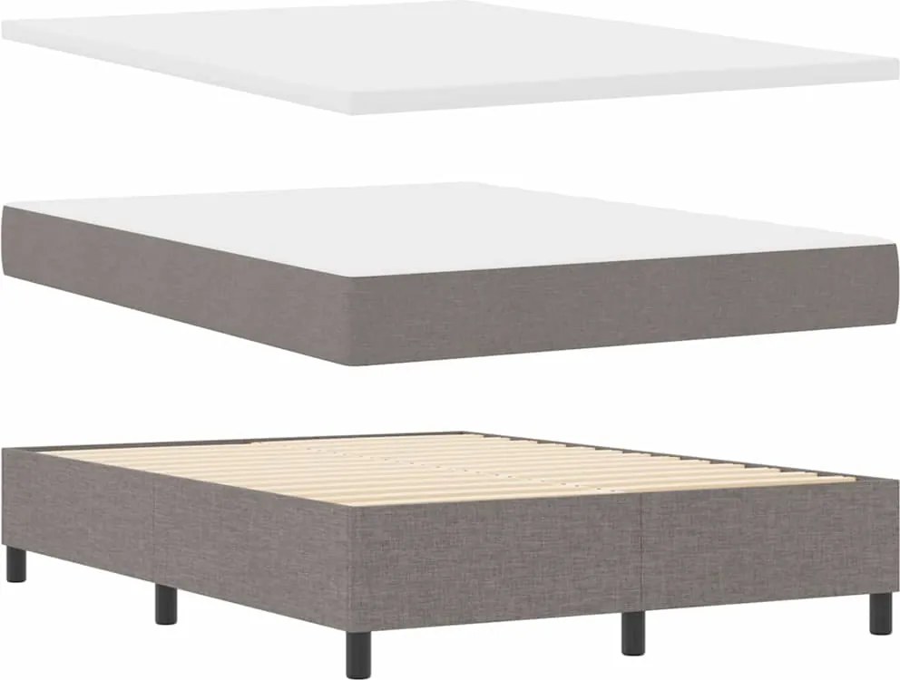 Postel s boxspringem s čelo Taupe 140 x 190 cm textil 3340561