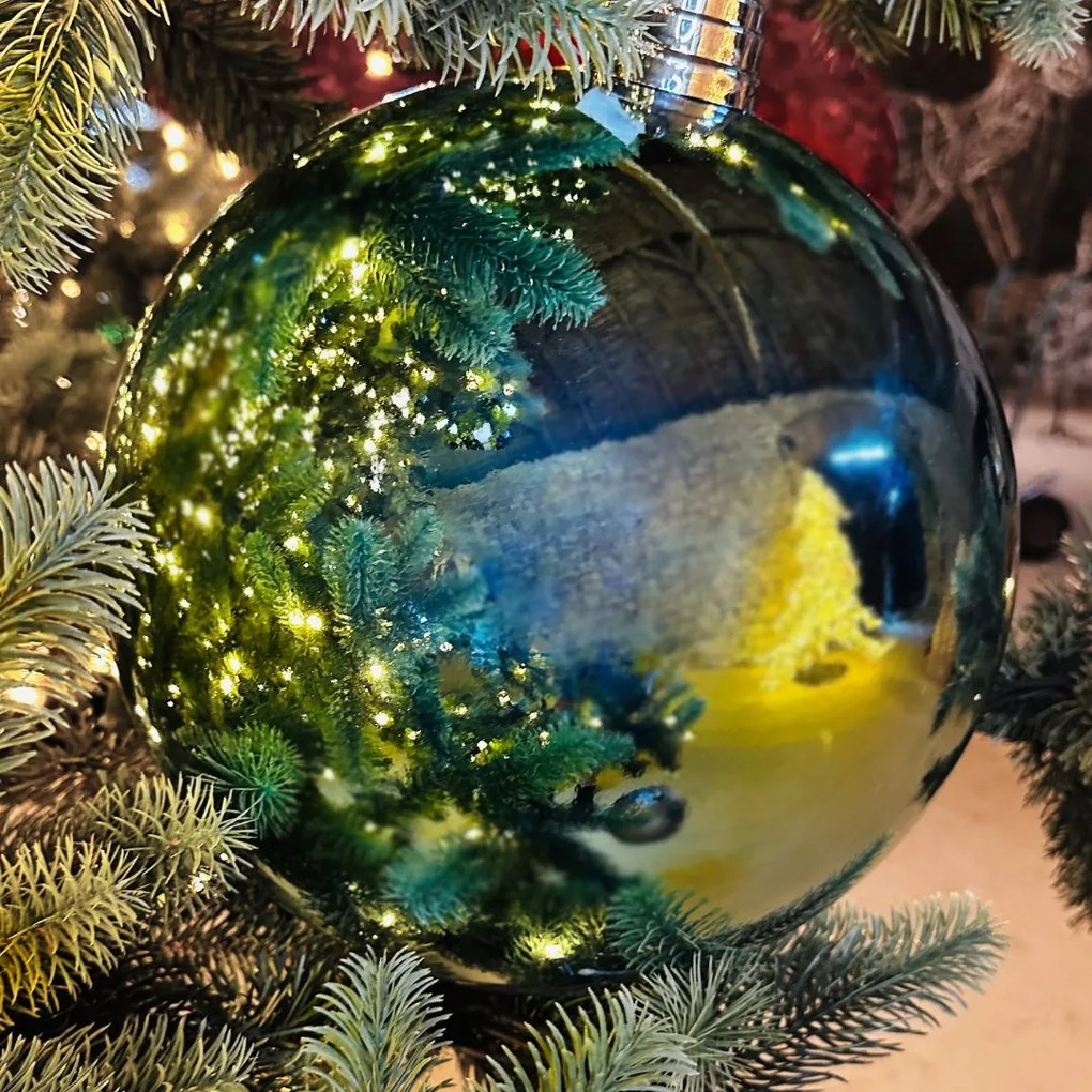Velká vánoční koule 30 cm, světle modrá, lesklá