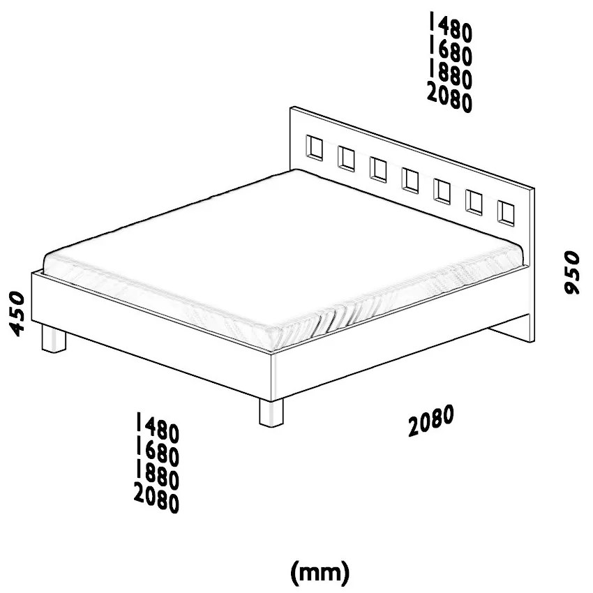 AHORN CZ, s.r.o. Dvoulůžková postel Volterra ROZMĚR: 140 x 210 cm - ATYP