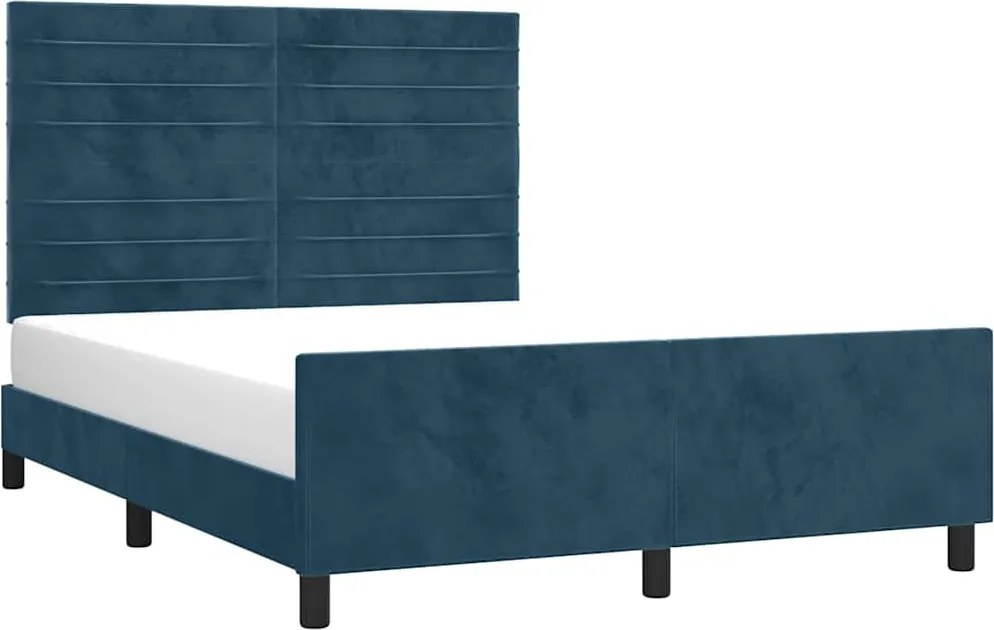 Rám postele bez matrace tmavě modrý 140x190 cm samet 3125816