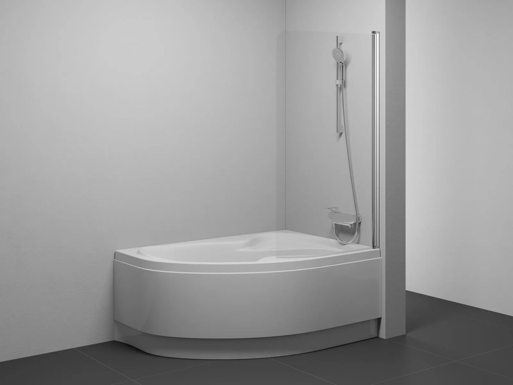 Ravak CVSK1 ROSA 140/150 R 7QRM0C00Y1 vanová zástěna bright alu+Transparent