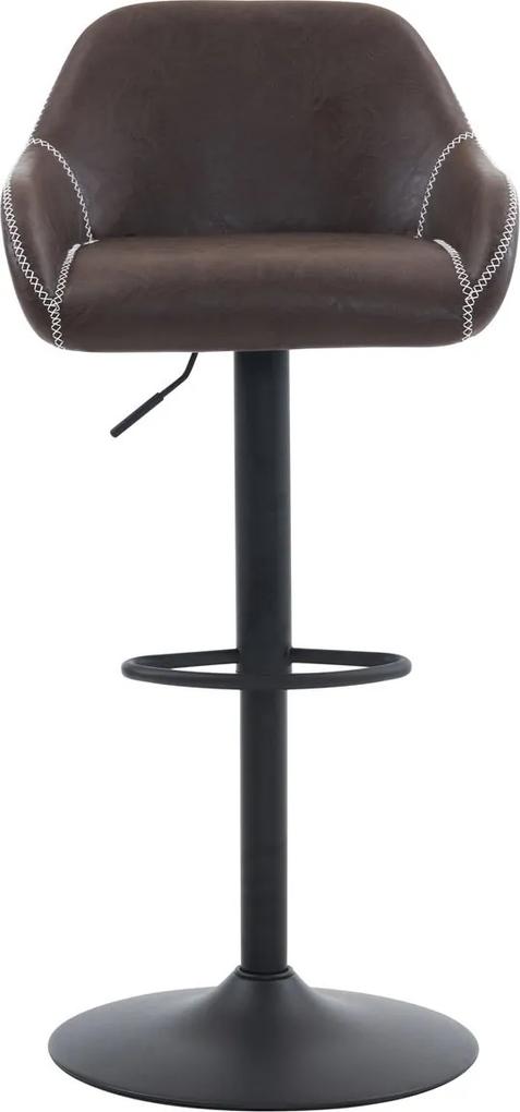 Autronic Židle barová, potah hnědá látka v dekoru vintage kůže, chromová podnož AUB-716 BR3
