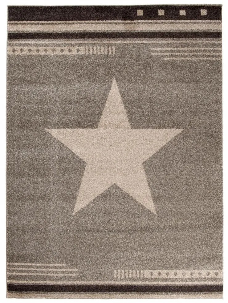 Kusový koberec Hvězda hnědošedý, Velikosti 140x190cm