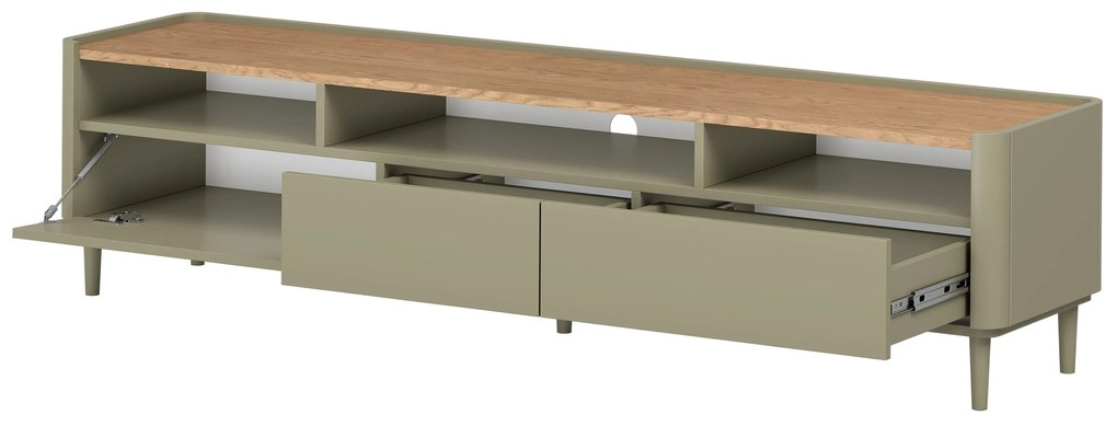 TV stolek Elivo 200 cm na nožkách - eukalyptus / dub baltic dune