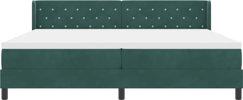 Postel s boxspringem s čelo Tmavě zelená 200 x 200 cm samet 3341435