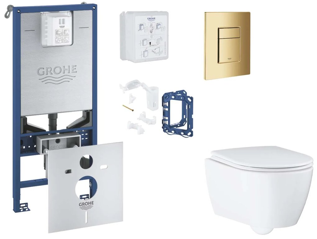 Grohe Rapid SLX - Set předstěnové instalace, klozetu, sedátka SoftClose, tlačítka Skate Cosmopolitan a sady pro vhazování tablet, Cool Sunrise SANI11BB4151