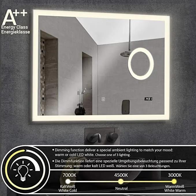77486 AQUAMARIN Koupelnové zrcadlo s LED osvětlením, 100 x 80 cm