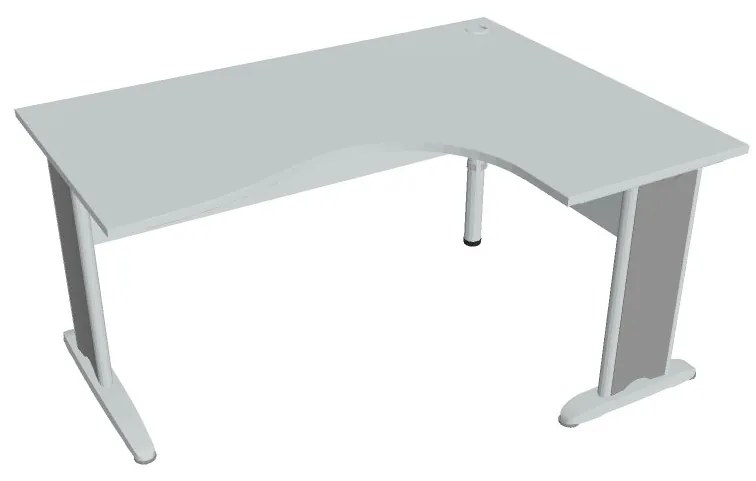 Stůl ergo vlna levý 160×120/80 cm - Hobis Cross CE 2005 L Dekor stolové desky: šedá, Dekor lamino podnože: šedá, Barva nohou: Stříbrná