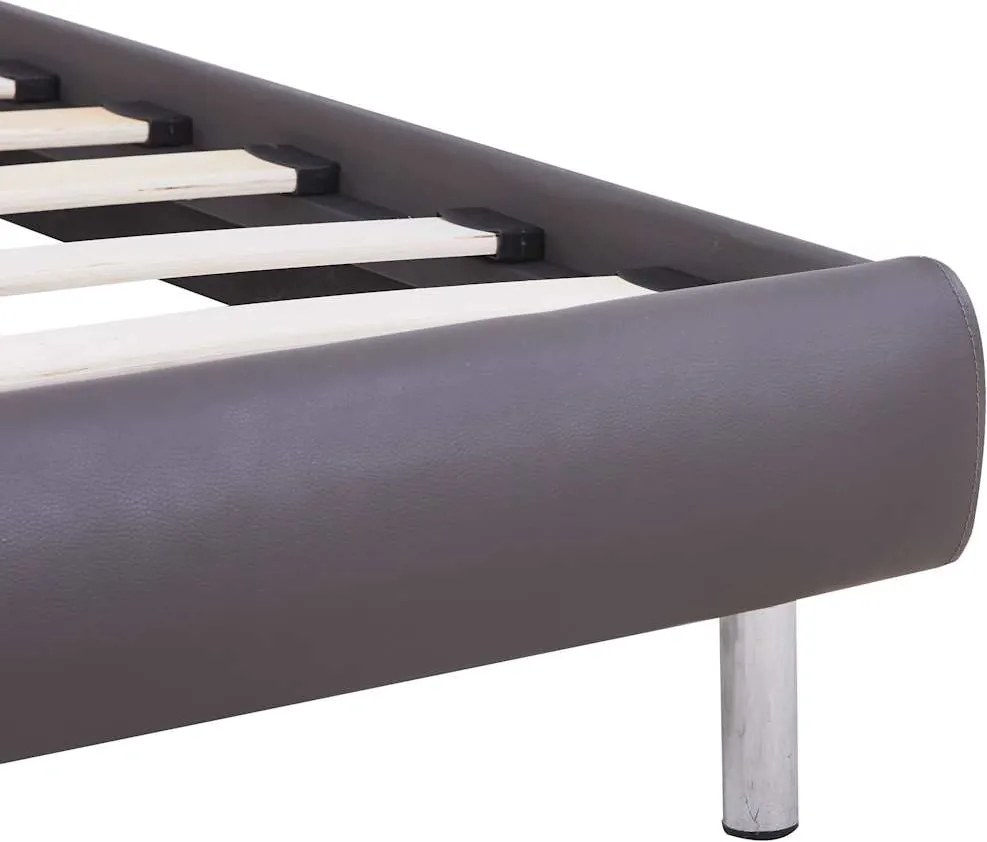Rám postele s LED šedý umělá kůže 90 x 200 cm 280856