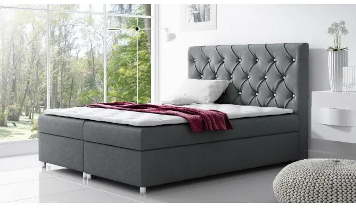 Čalouněná postel s úložným prostorem Vivien antracit 200 x 200 + topper zdarma