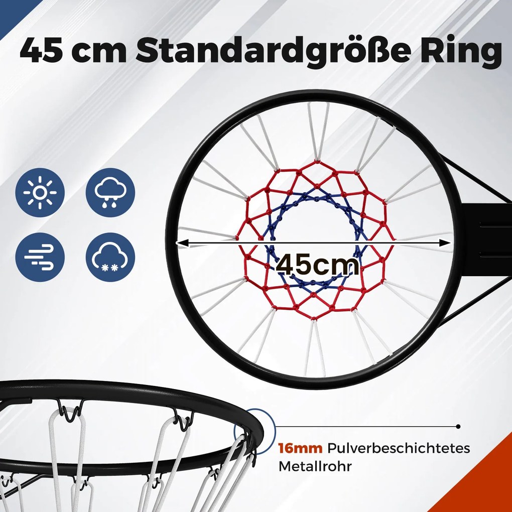 Costway Ø45 cm Standardní basketbalový koš se síťkou Mini basketbalový koš