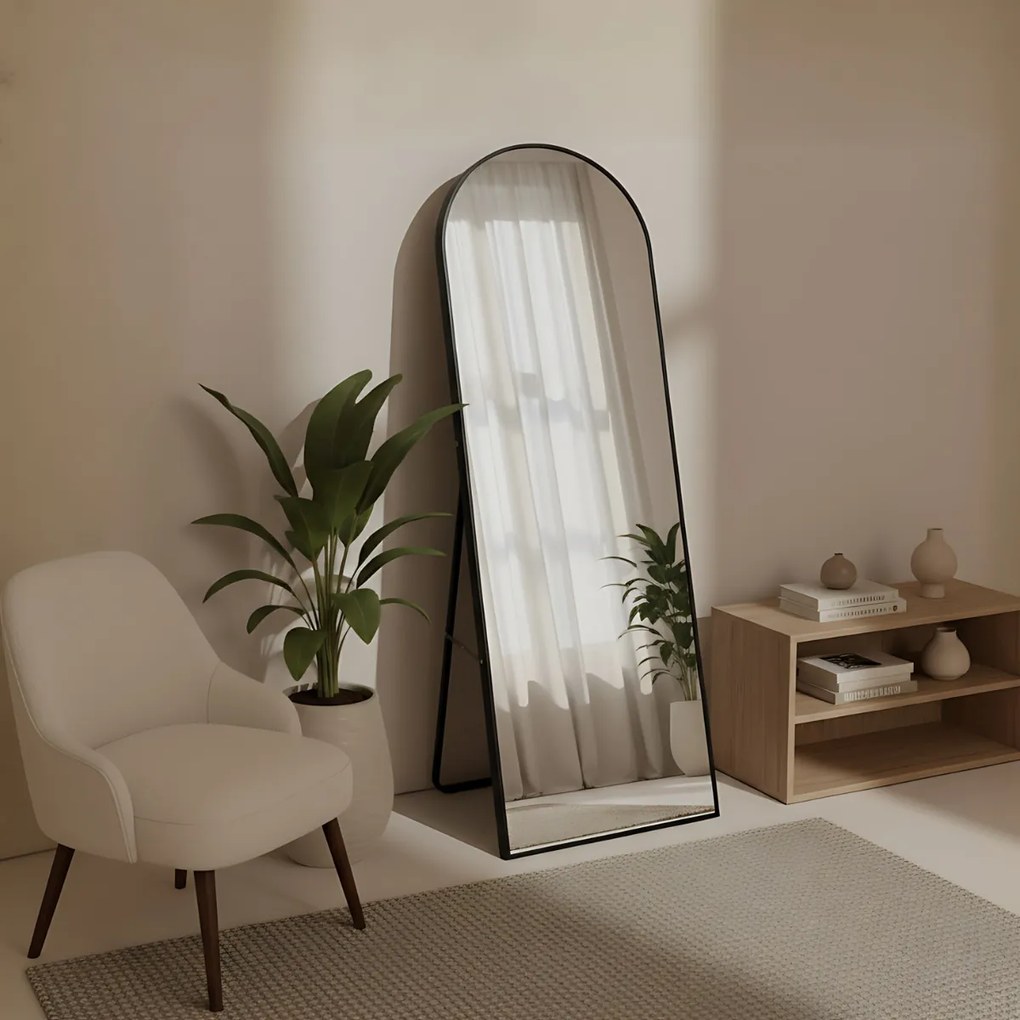 Velké stojací zrcadlo FRAM černé, 150 x 50 cm
