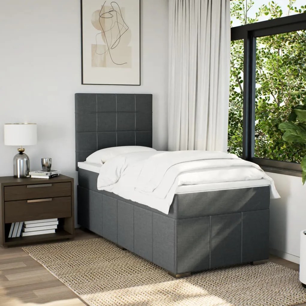 Box spring postel s matrací tmavě šedá 80 x 200 cm textil 3293796