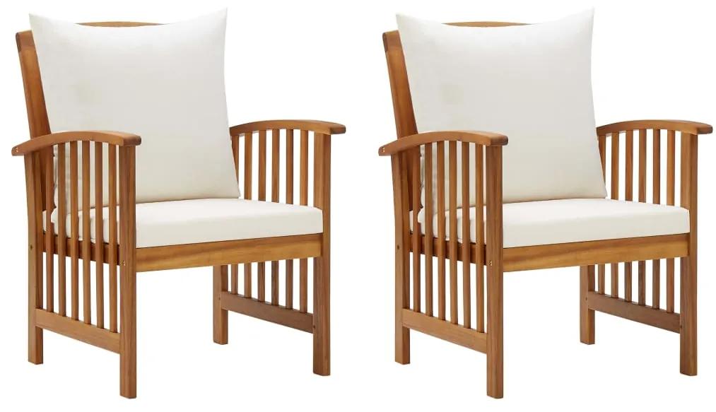 310257 vidaXL Zahradní židle s poduškami 2 ks masivní akáciové dřevo
