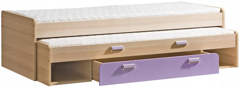 L16 Patrová postel nízká s úložným prostorem LORENTO Matrace 200x80x12cm: Bonell +2090Kč, Matrace 195x80x8cm: bez matrace +0Kč, Barevné provedení Lorento: Bílá / Dub Nash