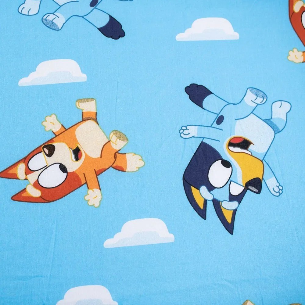 Modré napínací bavlněné dětské prostěradlo na jednolůžko 90x200 cm Bluey – Jerry Fabrics