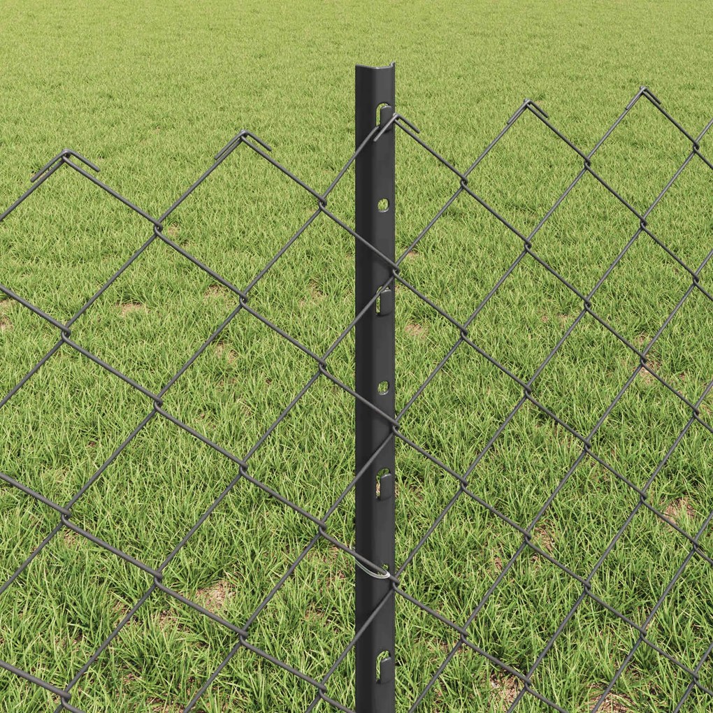 Plot s řetězovým odkazem a sloupkem 25 x 0,6 m Šedá Síťovina 3336278