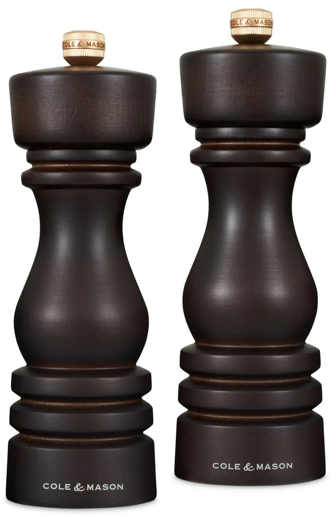 Cole&Mason Sada mlýnků na sůl a pepř London Chocolate Wood 18 cm