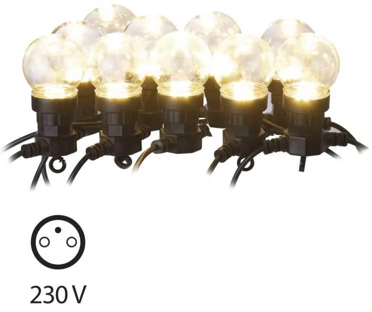 LED světelný venkovní řetěz, 10x párty žárovky, čiré, 5m, teplá bílá Emos ZY2053