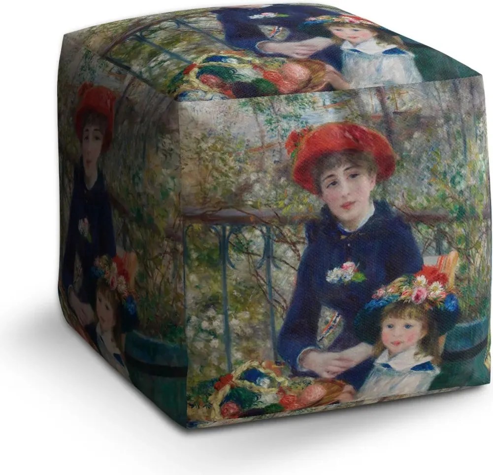 Sablio Taburet Cube Dvě sestry (Na Terase) - Pierre-Auguste Renoir - 50x50x50 cm
