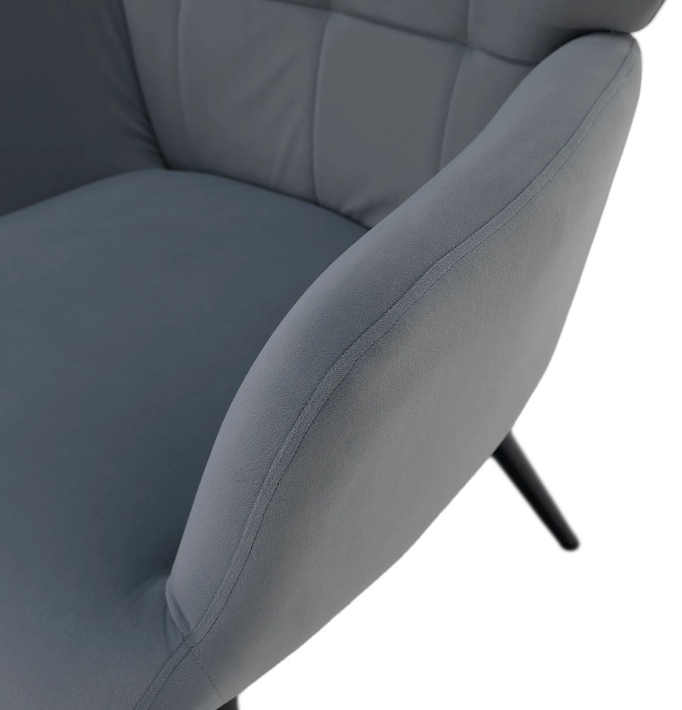 Relaxační křeslo ušák s podnožkou LUMEN - šedá Velvet látka