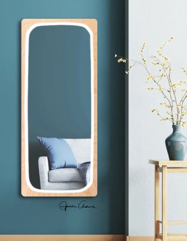 Zrcadlo Ferolini Wood LED Rozměr: 70 x 160 cm