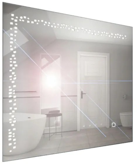 BPS-koupelny Zrcadlo závěsné s pískovaným motivem a LED osvětlením Nikoletta LED 7 Typ: bezdotykový vypínač s pohybovým senzorem, Rozměry (cm): 100x65 - (Nikoletta LED 7/100 SM)