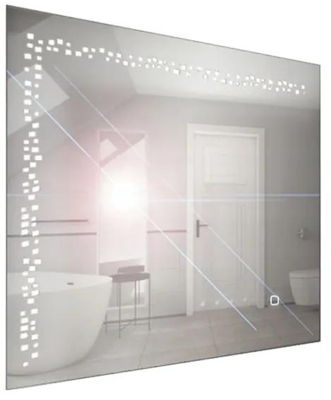 BPS-koupelny Zrcadlo závěsné s pískovaným motivem a LED osvětlením Nikoletta LED 7 Typ: bezdotykový vypínač s pohybovým senzorem, Rozměry (cm): 80x65 - (Nikoletta LED 7/80 SM)