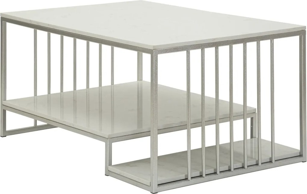 Konferenční stolek Kayseri 90 cm mramor/stříbrný