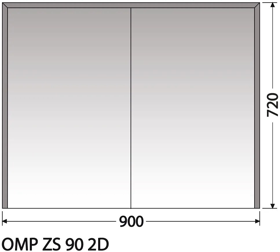 INTEDOOR zrcadlová skříňka dvoudveřová OMP ZS 90 Povrch: 0746 AP HYGIENIC GREY MAT