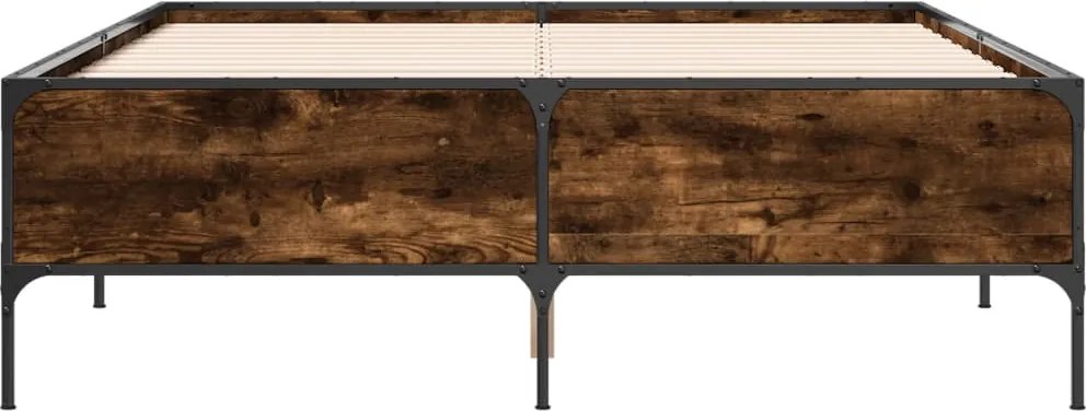 Rám postele kouřový dub 120 x 200 cm kompozitní dřevo a kov 3279804