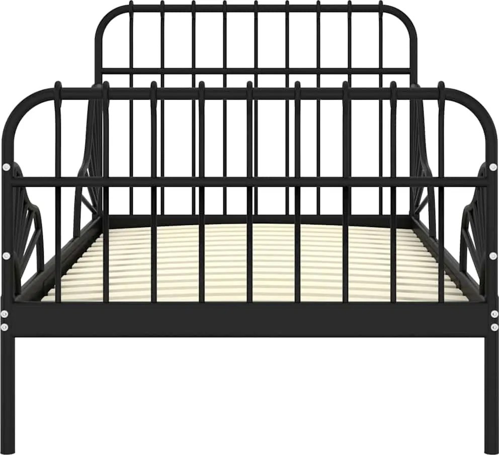 Prodloužitelný rám postele černý kov 80 x 130/200 cm 324740