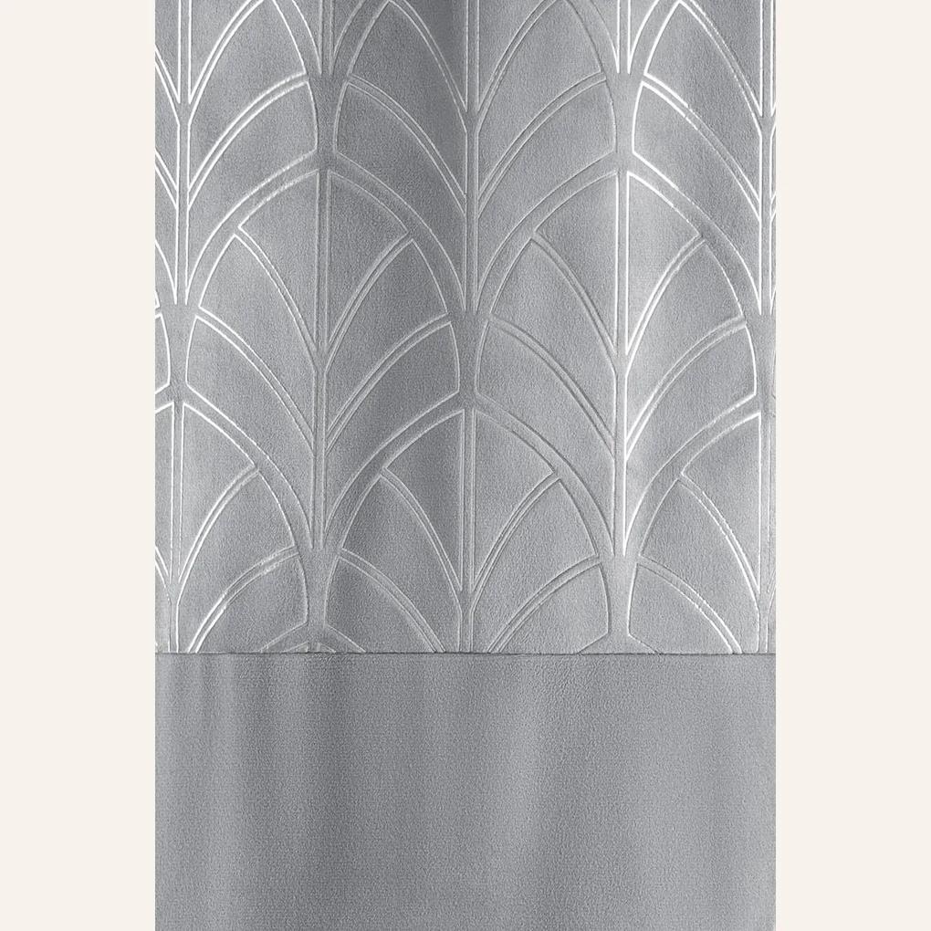 Room99 Hotový Závěs na kroužcích Velurový BLISS Vzorovaný Zatemňovací Barva: Pudrová/Stříbrná, Velikost: 140 x 280 cm