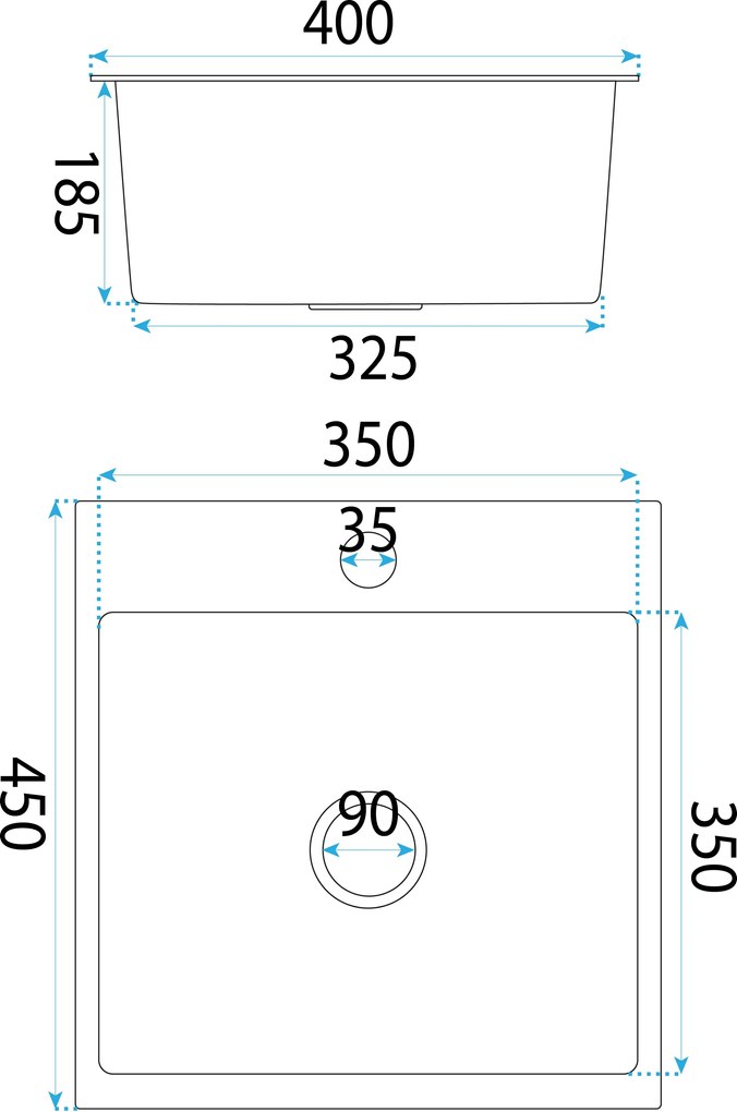 Rea Leo, 1-komorový ocelový dřez 400x450x185 mm, černá, ZLE-06002