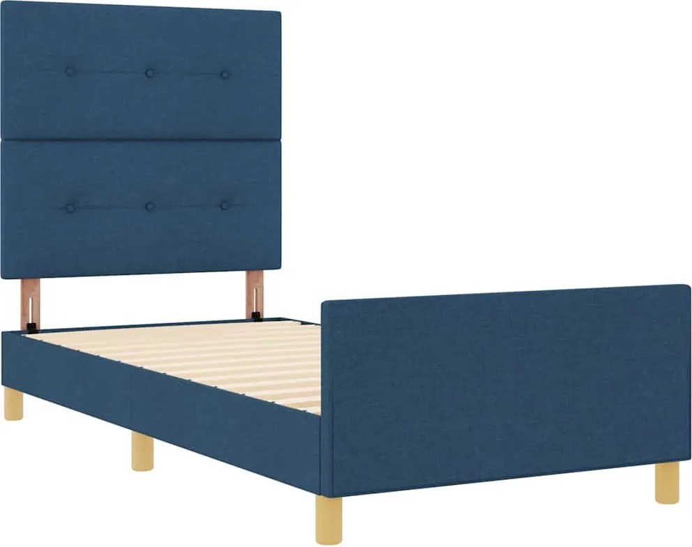 Rám postele s čelo Modrá 90 x 200 cm textil 3344703