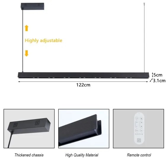 Immax NEO 07306L-LED Stm lustr na lanku MADEIRA 26W/230V Wi-Fi Tuya 122 cm černá