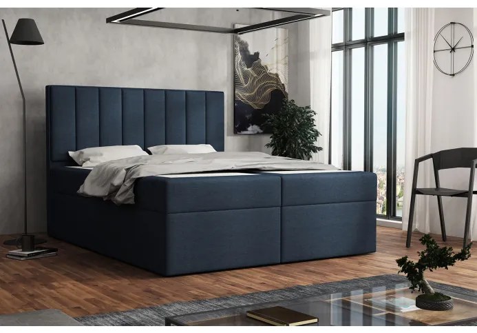 Čalouněná postel boxspring 140x200 SAMANTA - modrá 1