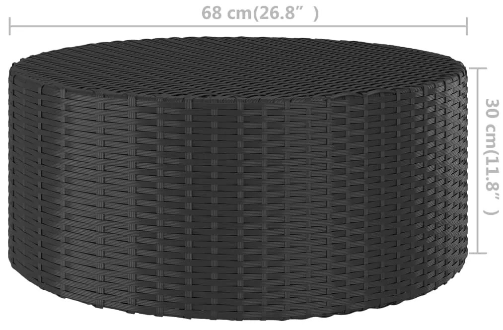vidaXL Marketos Čajový stolek černý 68 x 68 x 30 cm polyratan