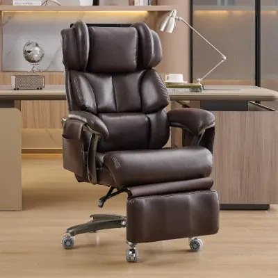 Aosom Kancelářské křeslo s masážní a vyhřívací funkcí, ergonomická kancelářská židle s PU kůží, vysouvací opěrka nohou, 85,5 x 76,5 x 114-121,5 cm, p…