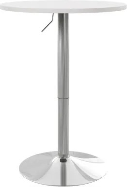 HOMCOM kulatý barový stůl vysoký kuchyňský stůl výškově nastavitelný 69-91 cm, otočná stolní deska o 360° bílá a stříbrná