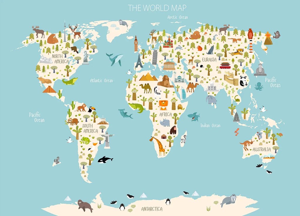 Dětská fototapeta na míru Mapa Malého Objevitele | Vliesová fototapeta na zed' | DFTD5P 352437