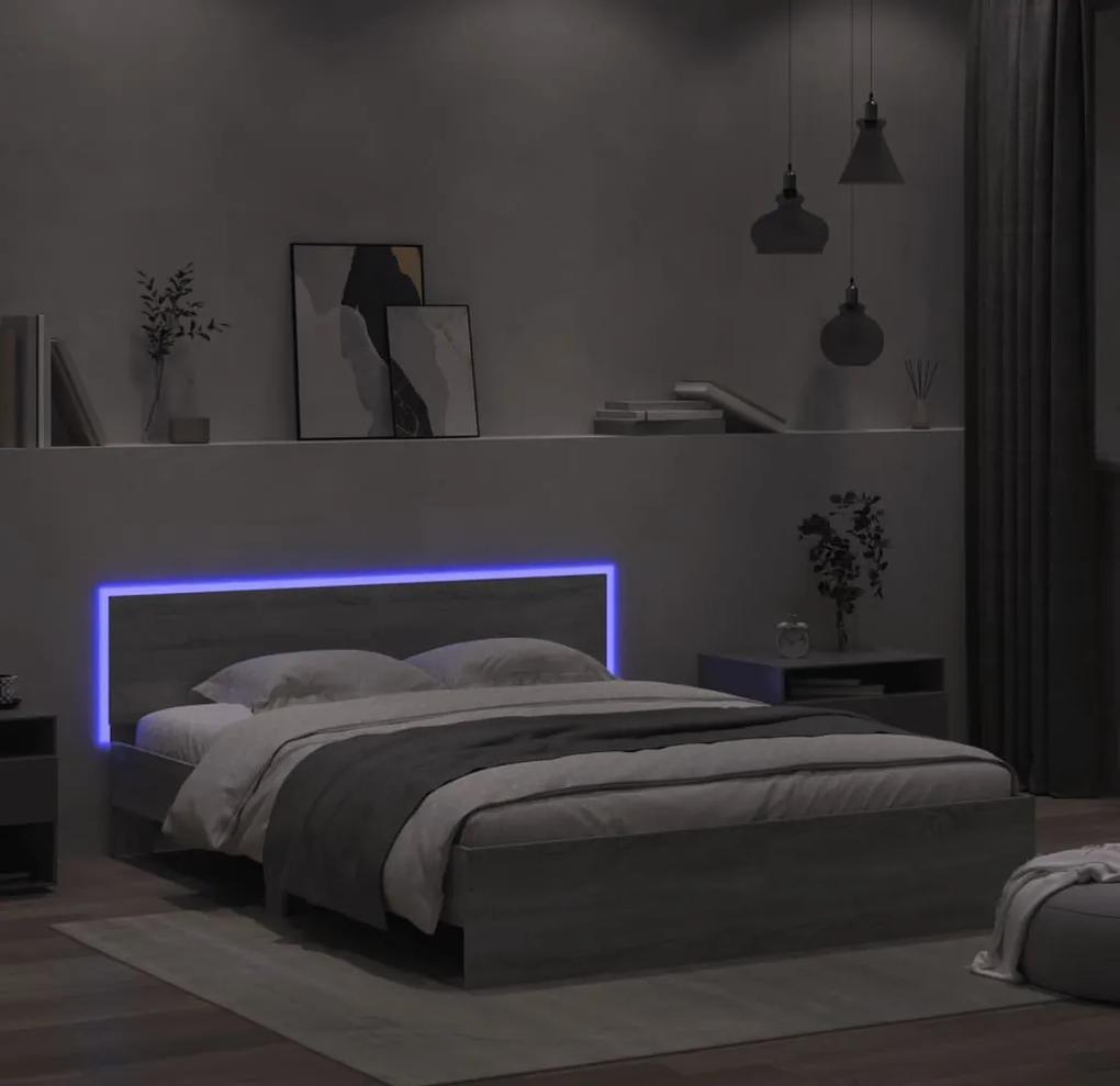 vidaXL Rám postele s čelem a LED osvětlením 160 x 200 cm [3207596] Barva: Betonová šedá