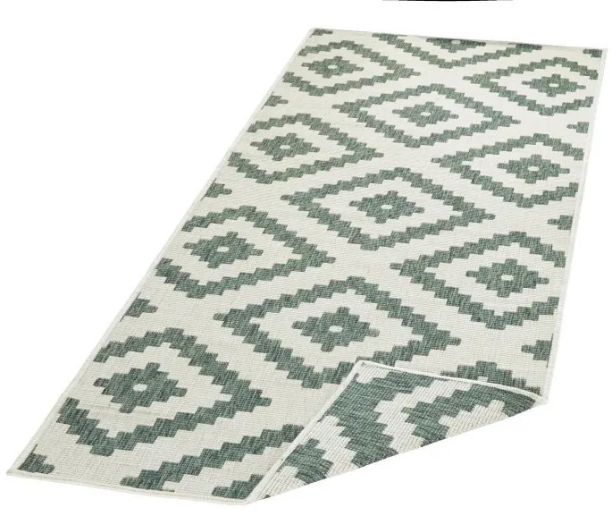 NORTHRUGS - Hanse Home koberce AKCE: 80x350 cm Kusový koberec Twin-Wendeteppiche 103131 grün creme – na ven i na doma - 80x350 cm