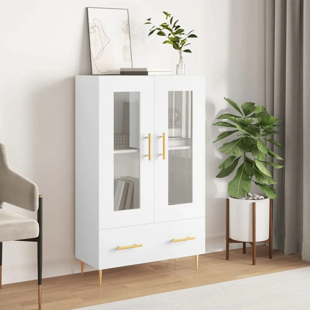 Skříň Highboard Šedá Sonoma 69,5 X 31 X 115 Cm Kompozitní Dřevo Bílá