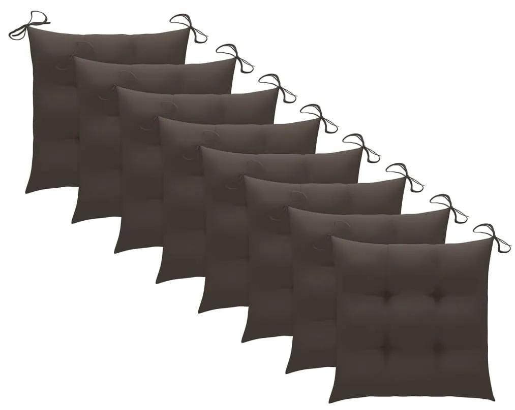 Zahradní židle s taupe poduškami 8 ks masivní teak - Default Title