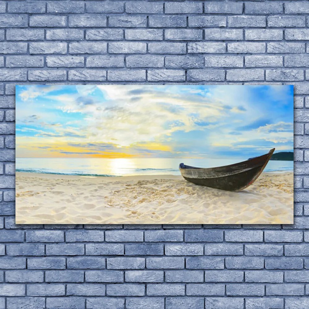 Plexisklo-obraz Loď, pláž, moře 120x60 cm